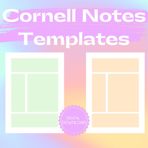 Colorful Cornell Notes Pdf - Etsy