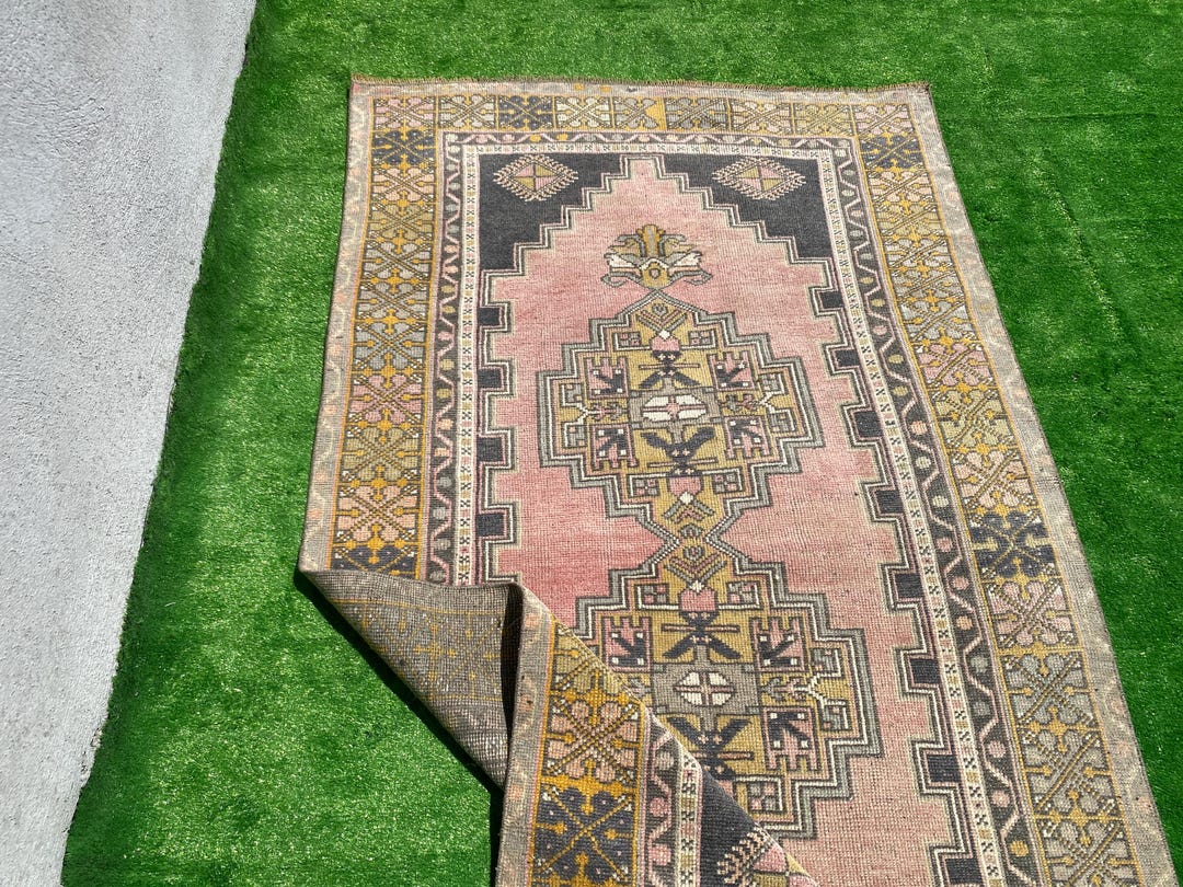 4x6 Faded Raspberry Midnight Grey Turkish Rug, Handamde Rug 4x6 ...