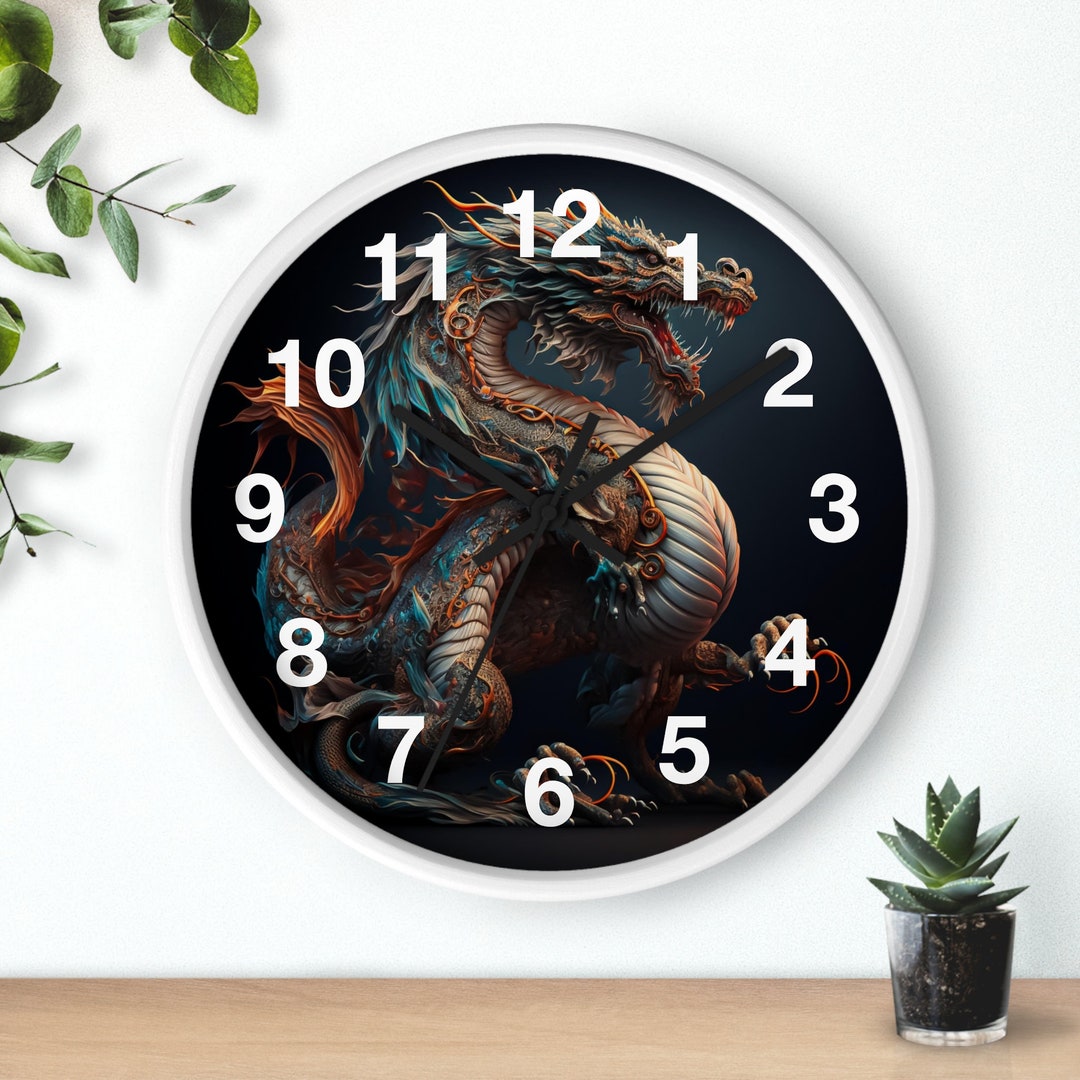 Dragon Wall Clock, Dragon Clock, Dragon Hanging, Fantasy, Home Decor ...