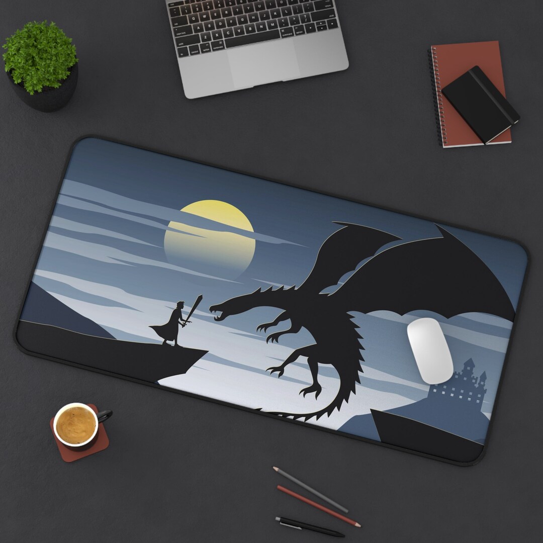 Blue Fantasy Dragon Deskpad, Draco Desk Mat, Dragon Desk Pad, Fantasy ...