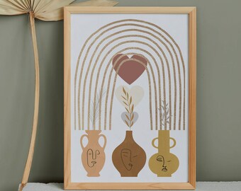 Boho Art Prints, Set of 3, Minimalist Neutral Modern Wall Art Decor ...