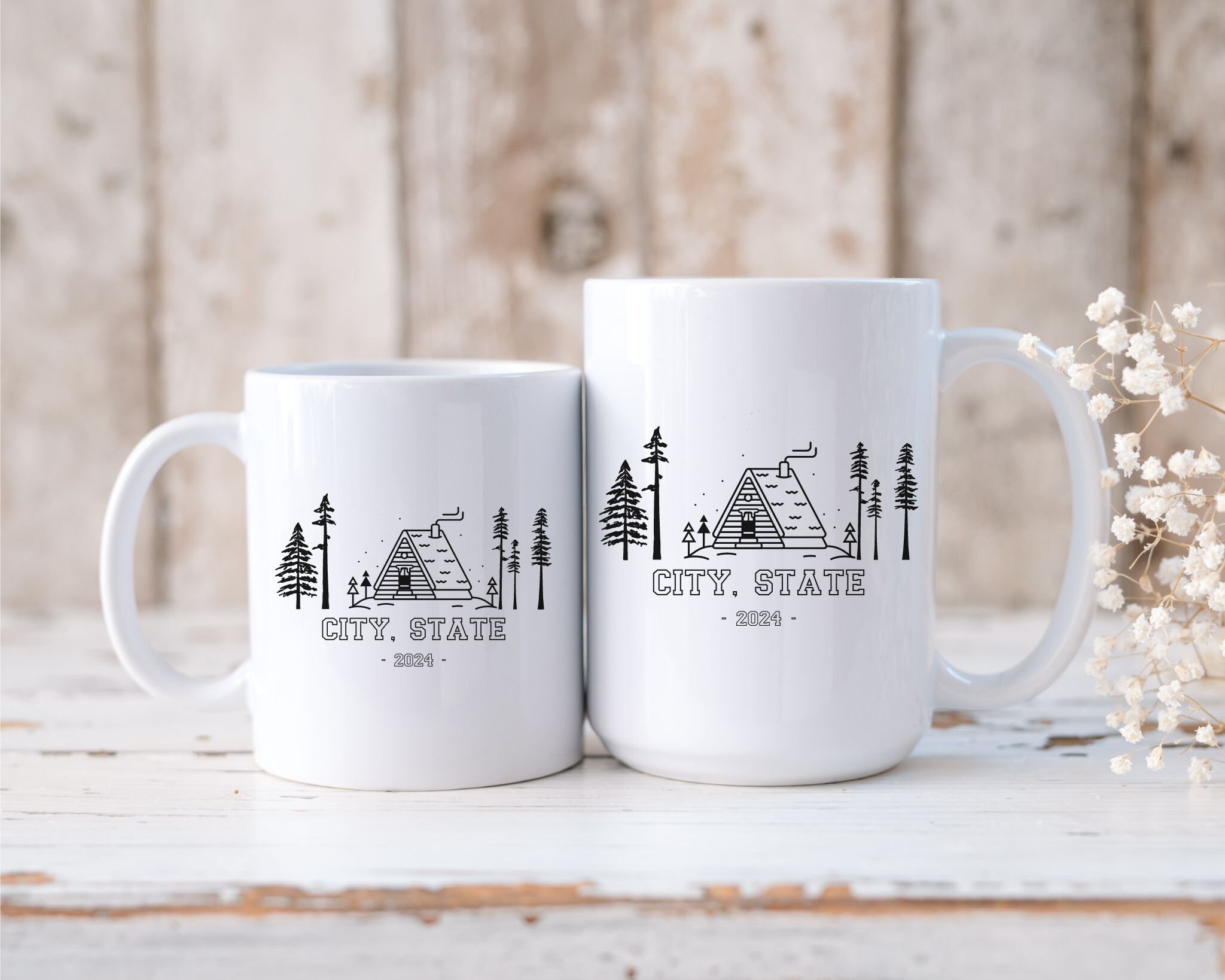 Cabin Coffee Mug, Custom Family Vacation Mug, Personalized Camping Cup ...