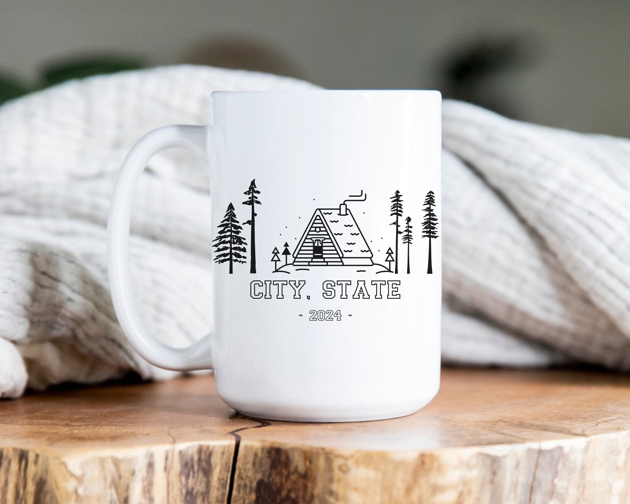 Cabin Coffee Mug, Custom Family Vacation Mug, Personalized Camping Cup ...