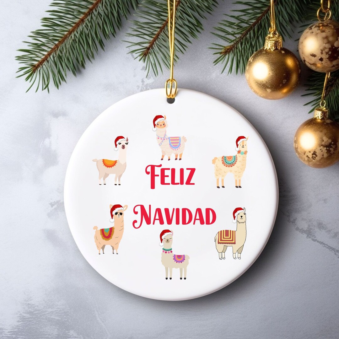 Feliz Navidad Christmas Ornament, Gift for Alpaca Lover, Llama in A ...