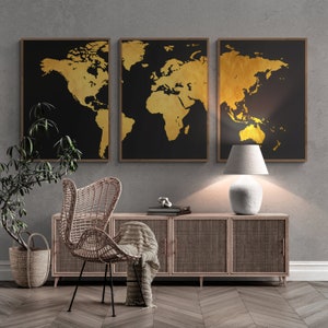 Stylish World Map Digital Print, Modern Home Decor, Wall Art Print ...