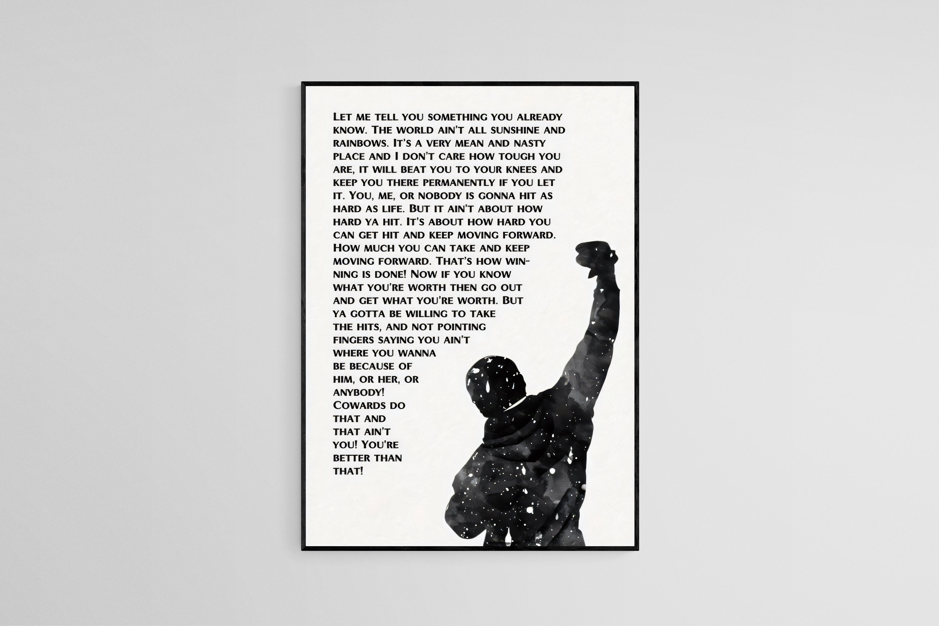 Rocky Quote Print, Motivational Wall Art, Inspirational Movie Poster ...
