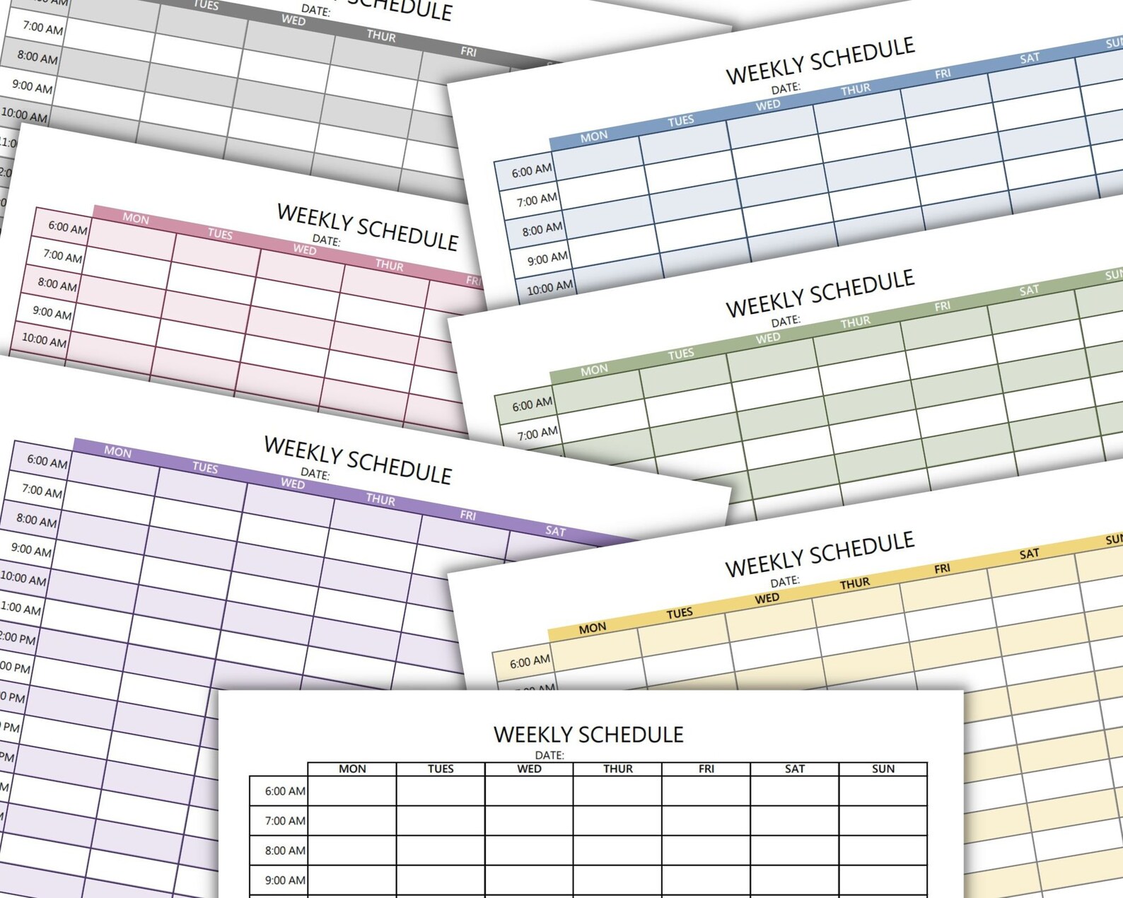 Instant Printable Fillable Hourly Weekly Horizontal Landscape Agenda ...