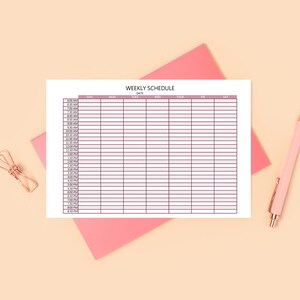 Instant Printable Fillable Weekly Horizontal Landscape Agenda Excel PDF ...