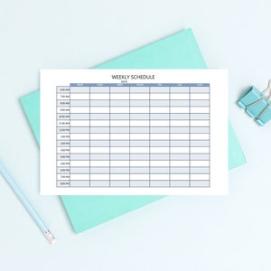 Instant Printable Fillable Hourly Weekly Horizontal Landscape Agenda ...