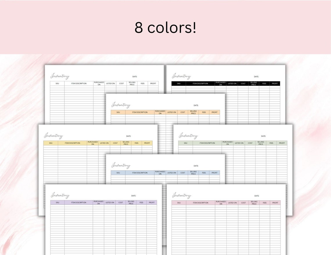 Inventory Tracker Spreadsheet Template Editable Printable Inventory ...