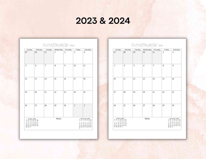 Instant Download Printable Minimalist 2023 2024 Calendar Portrait ...