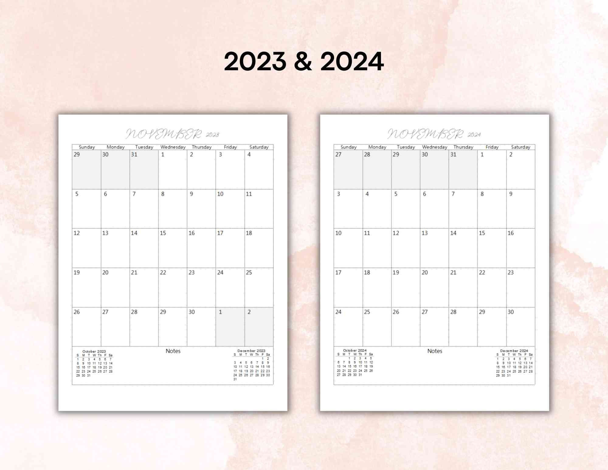Instant Download Printable Minimalist 2023 2024 Calendar Portrait ...