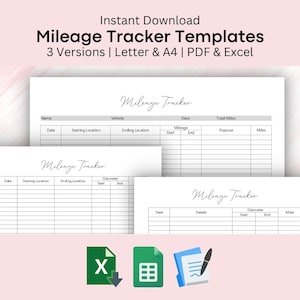 Printable Mileage Tracker Templates Mileage Log Editable Travel Small ...