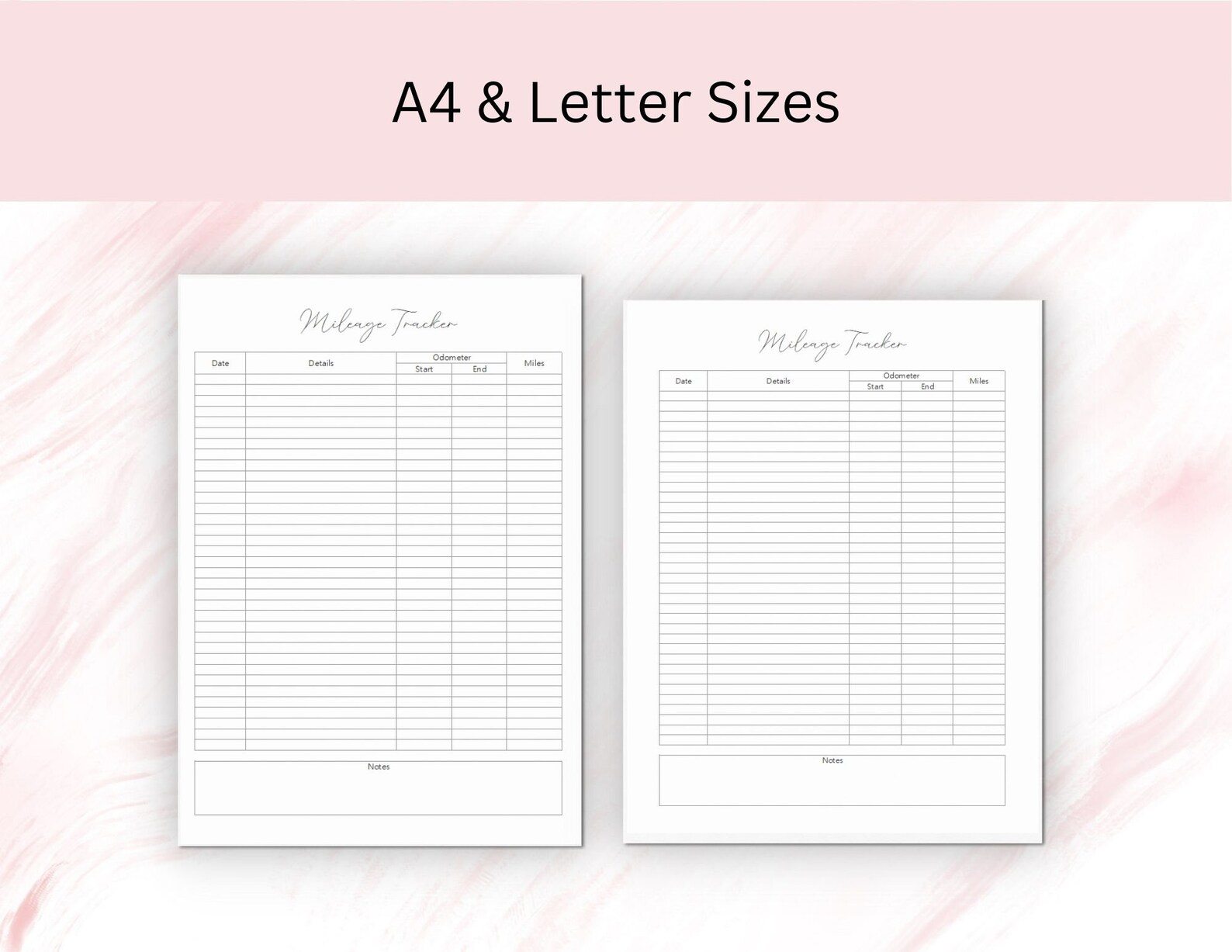 Printable Mileage Tracker Templates Mileage Log Editable Travel Small ...