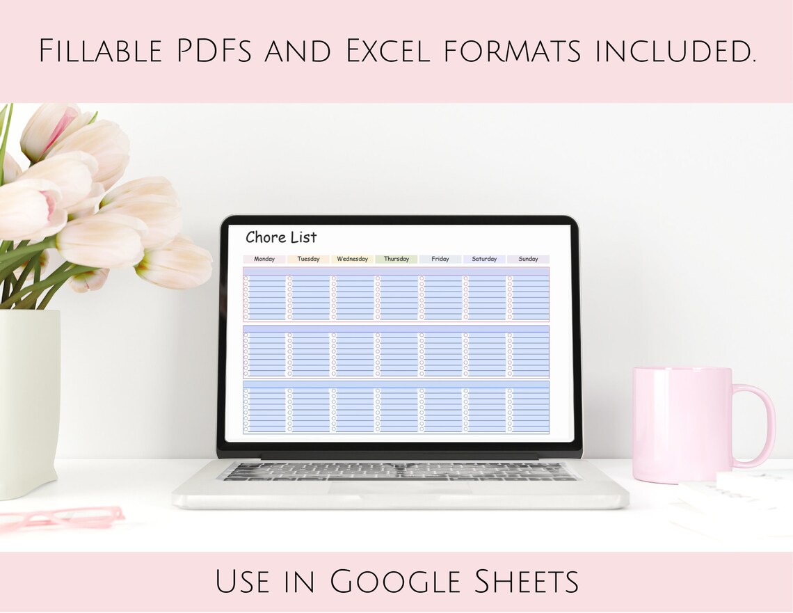 Instant Printable Chore Chart Daily Responsibilities Checklist Editable ...