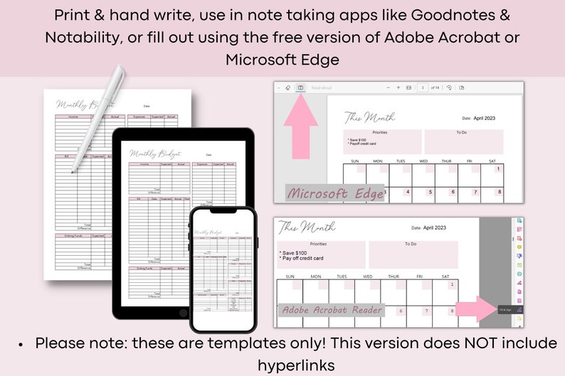 Planificador de presupuesto Paquete de plantilla PDF imprimible Presupuesto de cheque de pago ...