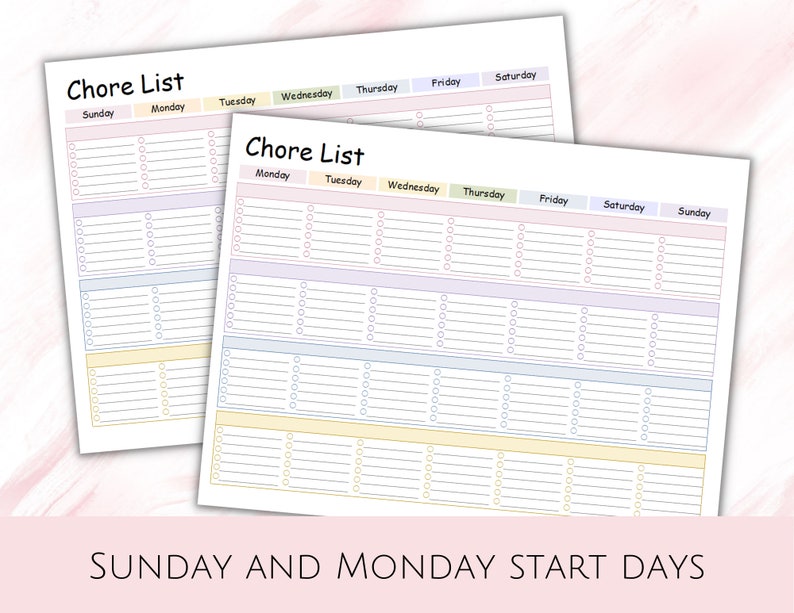 Instant Printable Chore Chart Daily Responsibilities Checklist Editable ...