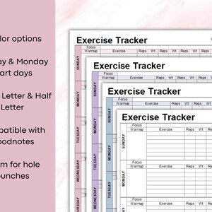 Instant Download Printable Exercise Planner Template Workout Tracker ...