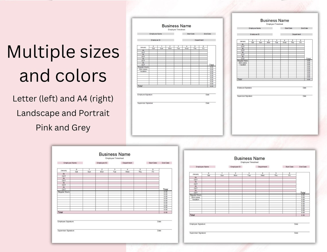 Timesheet Printable Employee Time Sheet Weekly Schedule Template Work ...