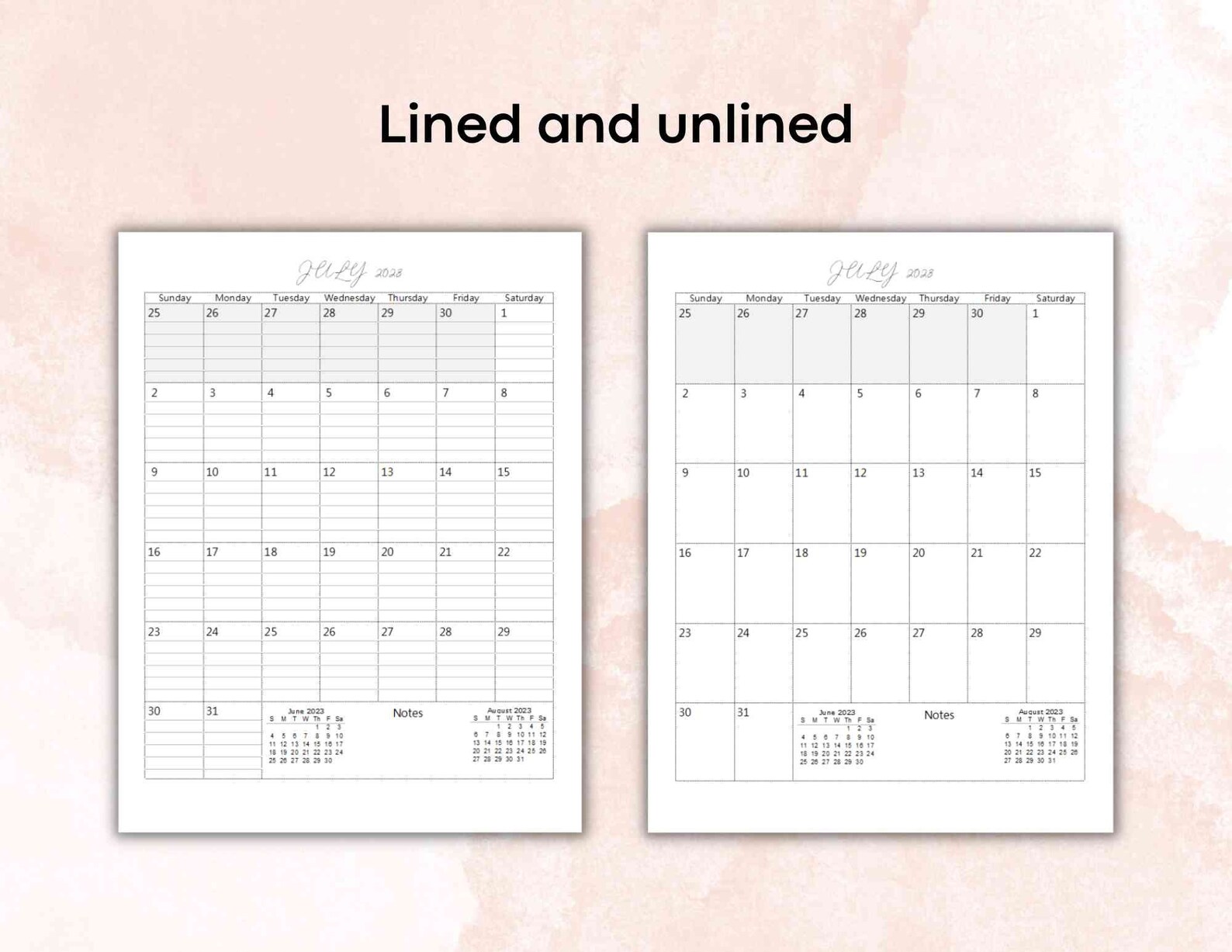 Instant Download Printable Minimalist 2023 2024 Calendar Portrait ...
