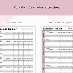 Instant Download Printable Exercise Planner Template Workout Tracker Fitness Planner Exercise ...