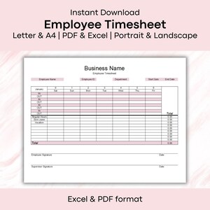 Timesheet Printable Employee Time Sheet Weekly Schedule Template Work ...
