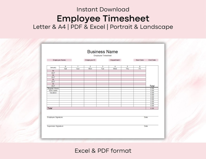 Timesheet Printable Employee Time Sheet Weekly Schedule Template Work ...