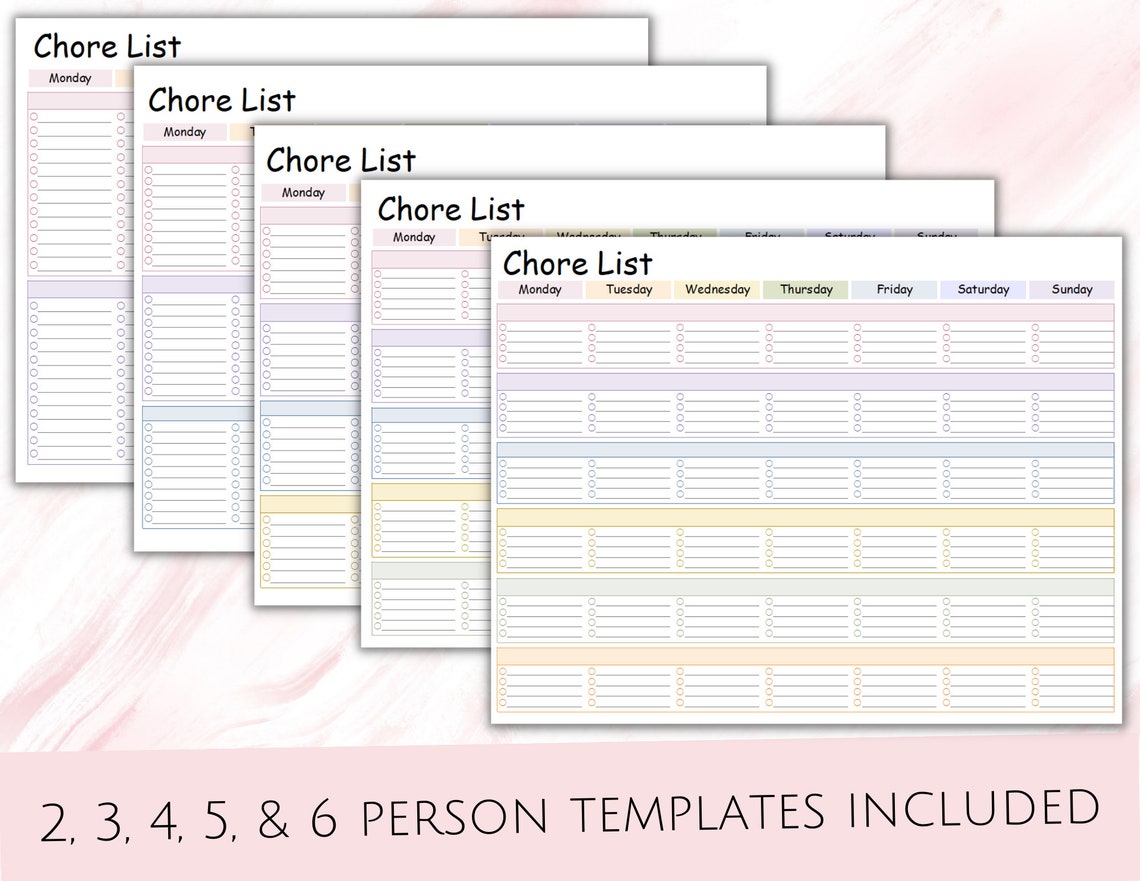 Instant Printable Chore Chart Daily Responsibilities Checklist Editable ...