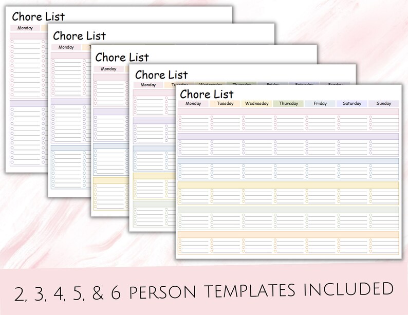 Instant Printable Chore Chart Daily Responsibilities Checklist Editable ...