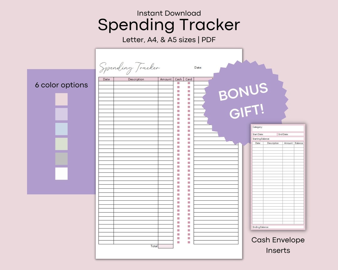 Spending Tracker Weekly Expense Tracker Monthly Spending Log ...