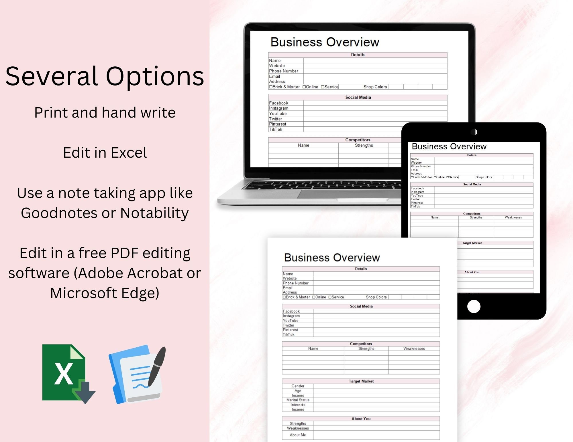Business Planner Printable Inserts Bundle Small Business Plan Template ...