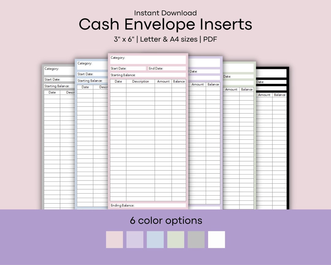 Cash Envelope Inserts Budgeting Inserts Spending Log Spending Tracker ...