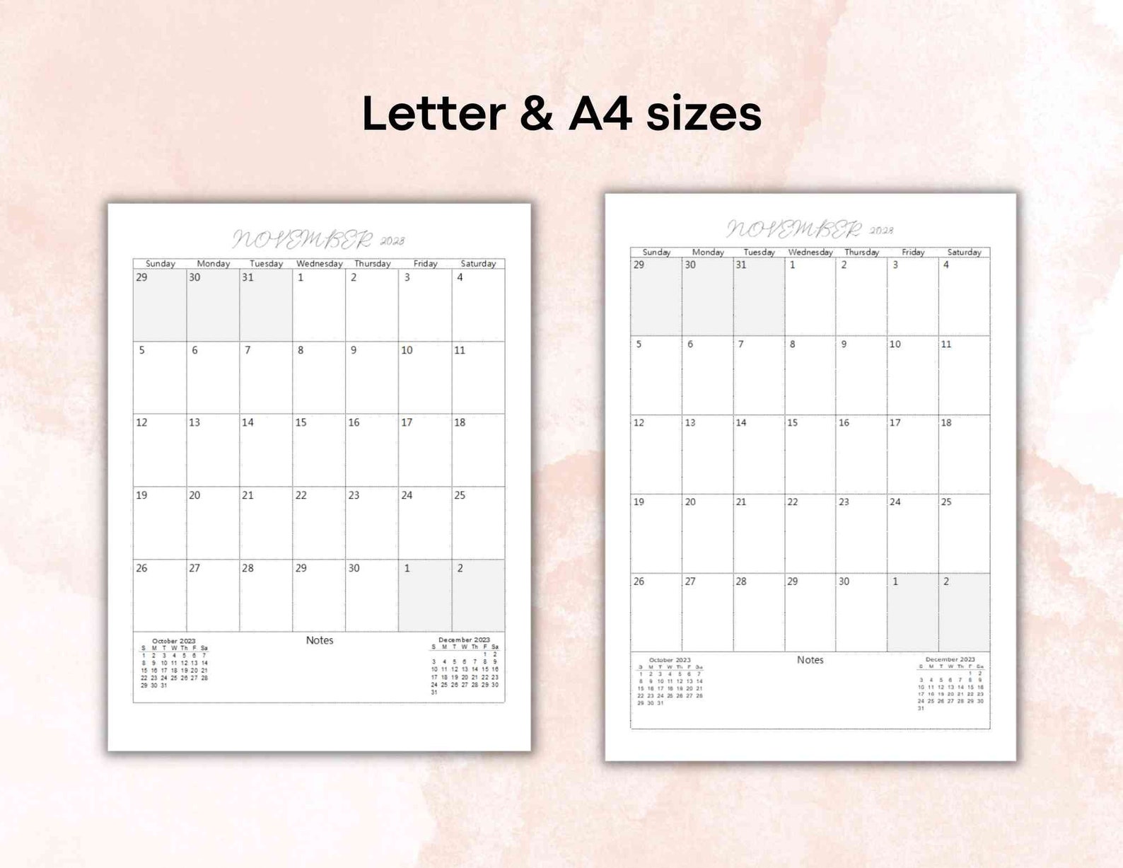 Instant Download Printable Minimalist 2023 2024 Calendar Portrait ...