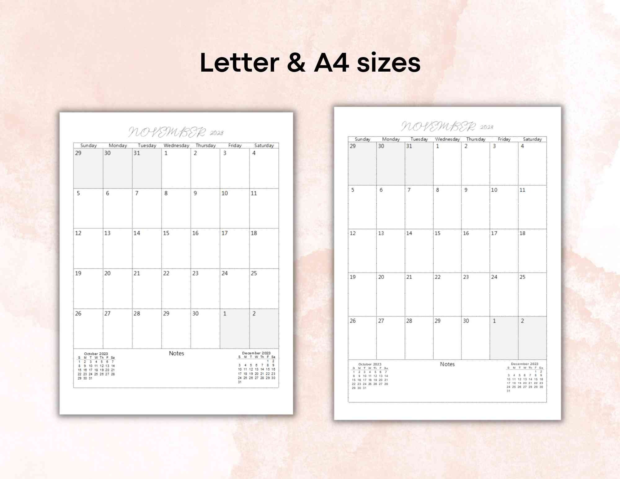 Instant Download Printable Minimalist 2023 2024 Calendar Portrait ...