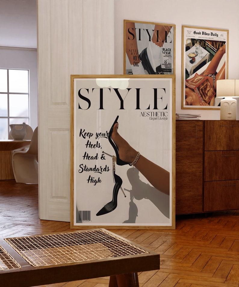 Style Magazine Poster, High Heels Poster, 70s Retro Print, Old Money ...