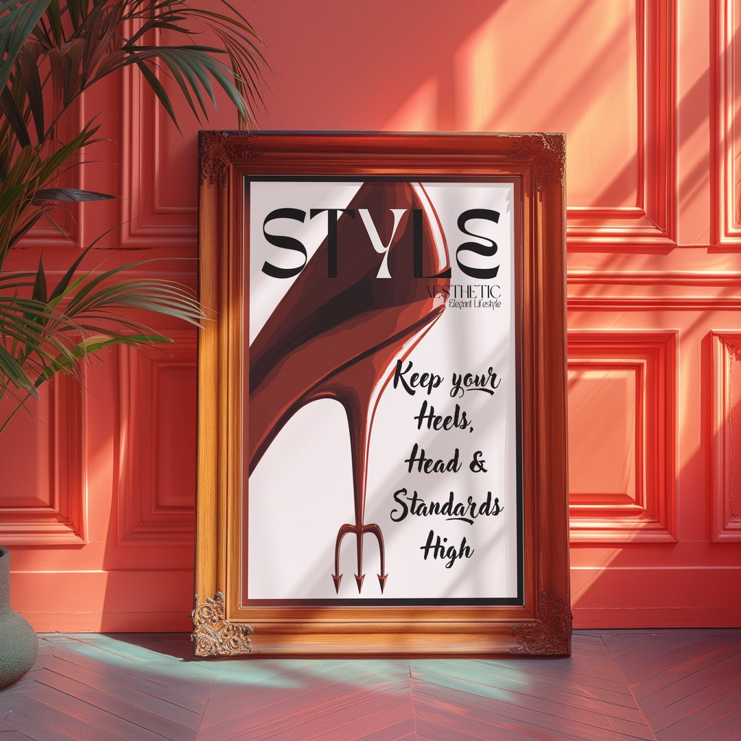 Red Devil High Heel Poster: Retro Vogue Style (digital Download) - Etsy