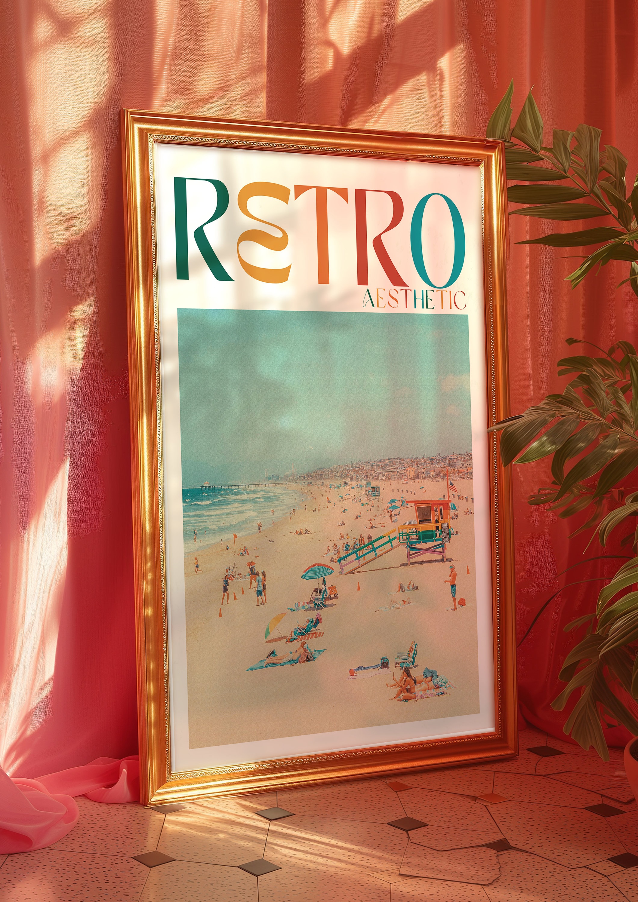 70s Retro Beach Print Vintage Wall Art Digital Download Etsy