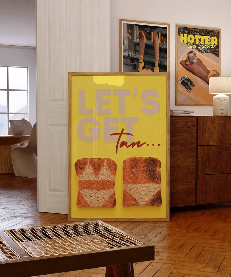 Lets Get Tan Poster, Sunbathing Poster, Retro Aesthetic, 70s Wall Art ...