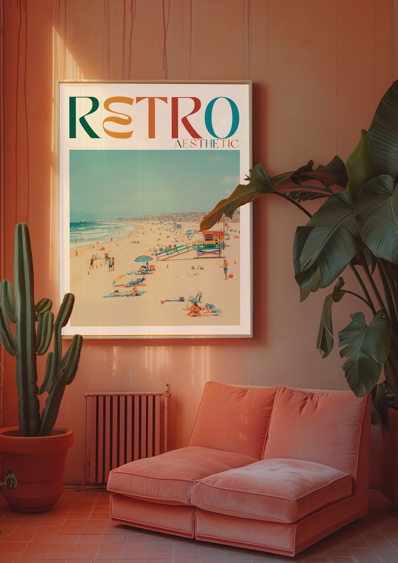 70s Retro Beach Print, Vintage Wall Art (digital Download) - Etsy