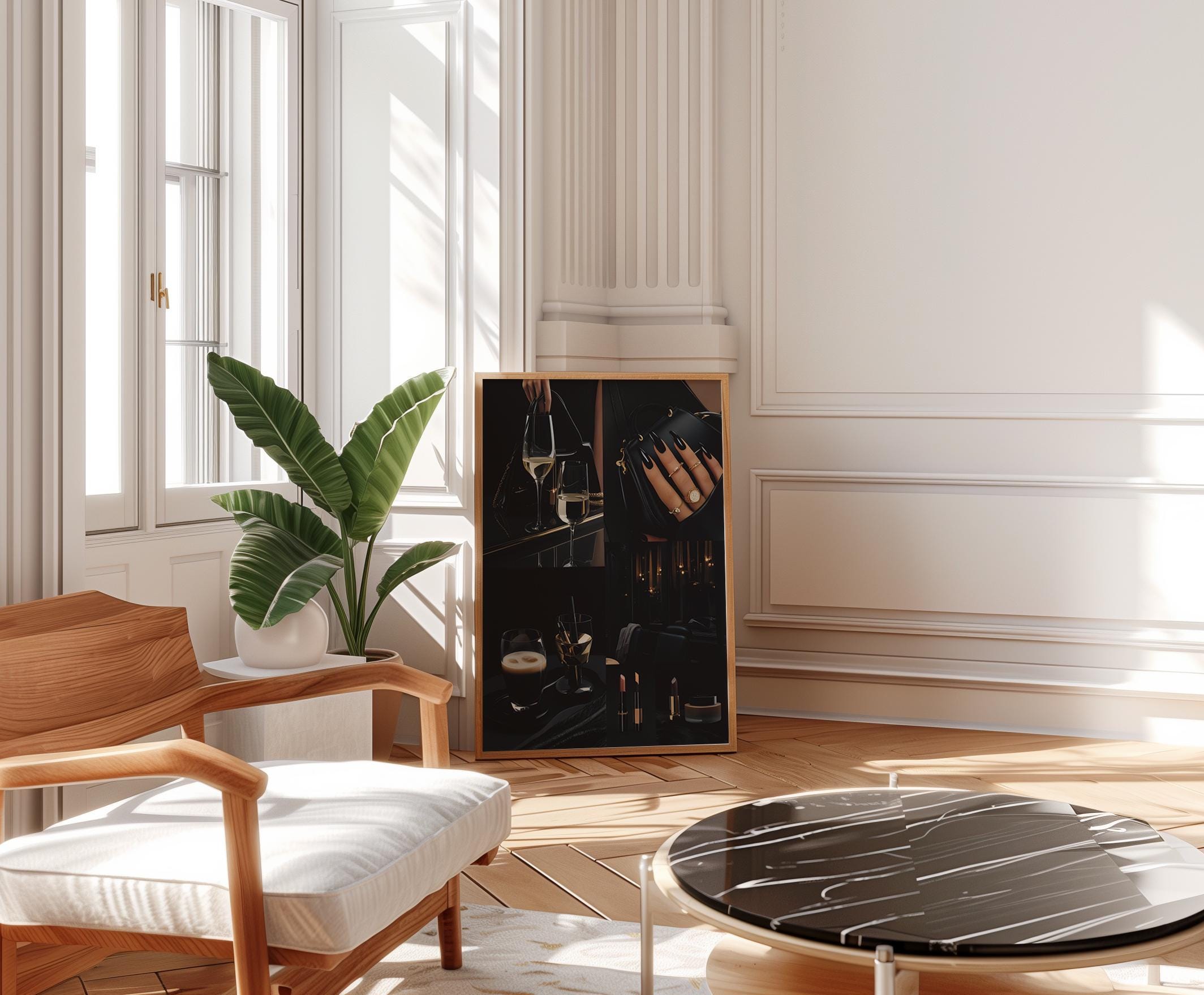 Digital Collage Poster, Black Wall Art, Vogue Print, Woman Aesthetic ...