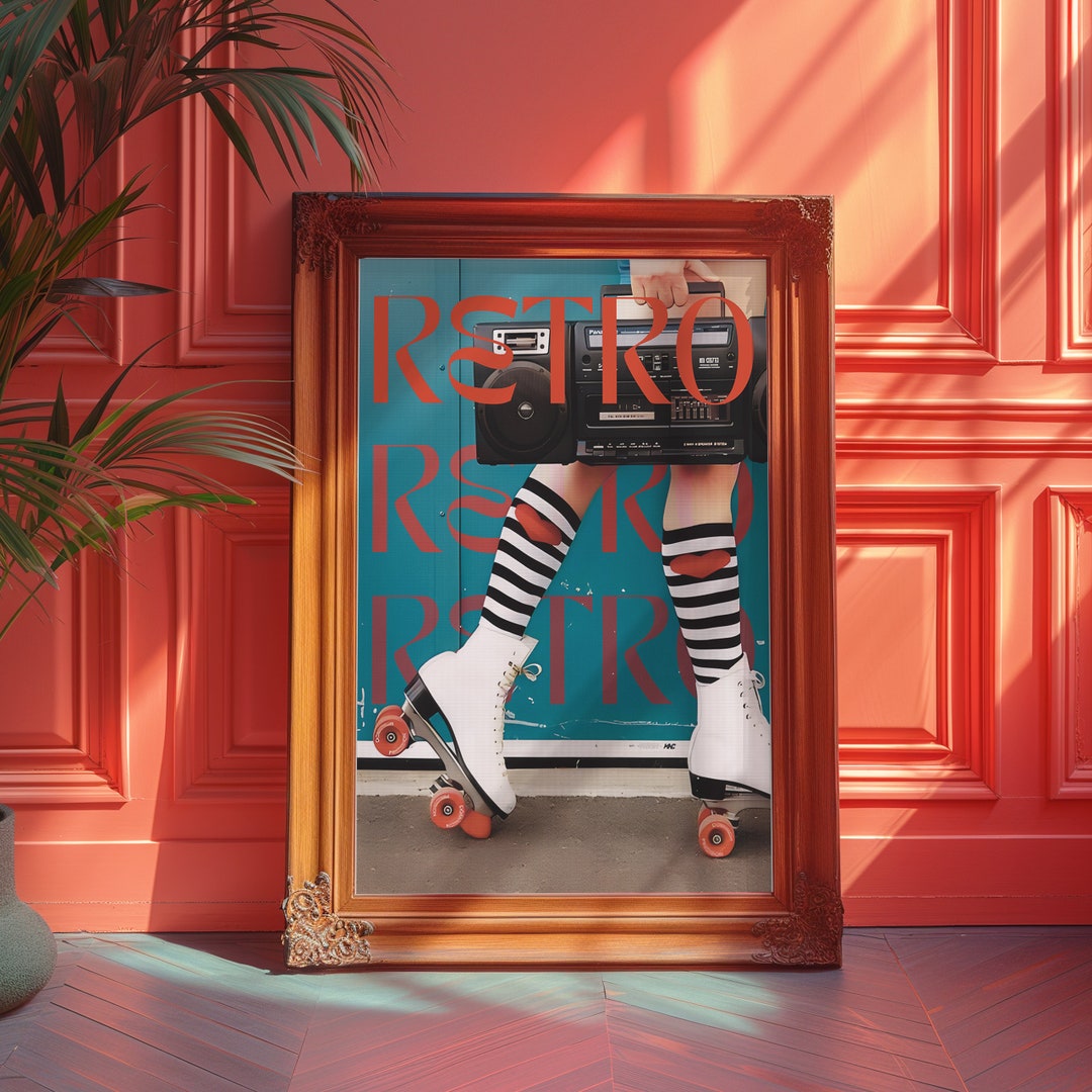 Quad Skate Wall Art, Roller Skate, Retro Aesthetic, 1990s Vibe, Preppy ...