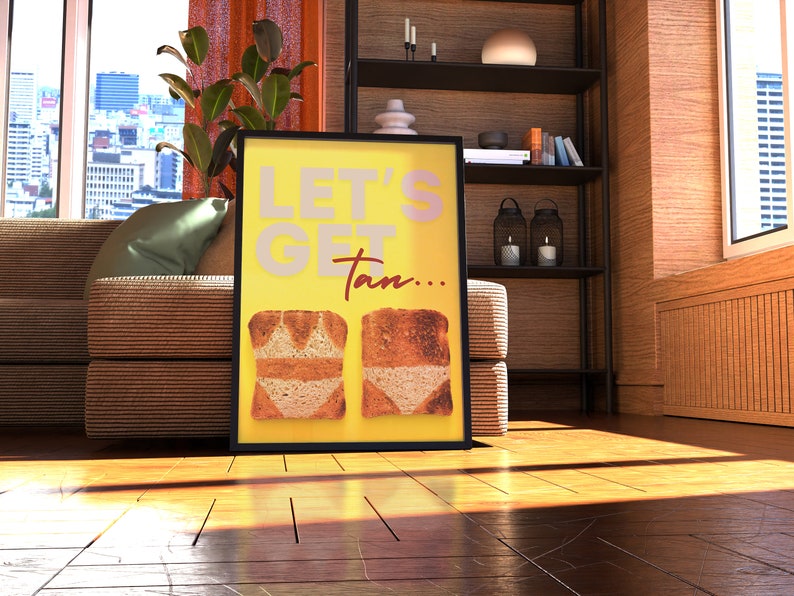 Lets Get Tan Poster, Sunbathing Poster, Retro Aesthetic, 70s Wall Art ...