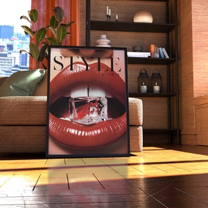 Red Lips Ice Vogue Print: 70s Retro Style Poster, Red Wall Art - Etsy