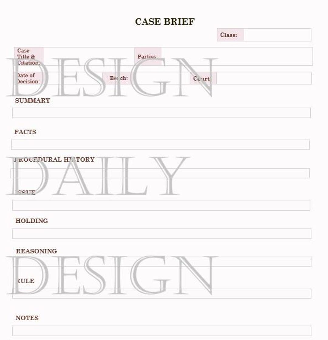 Case Brief, IRAC, Notes Templates - Law Students, LLM, Paralegal ...