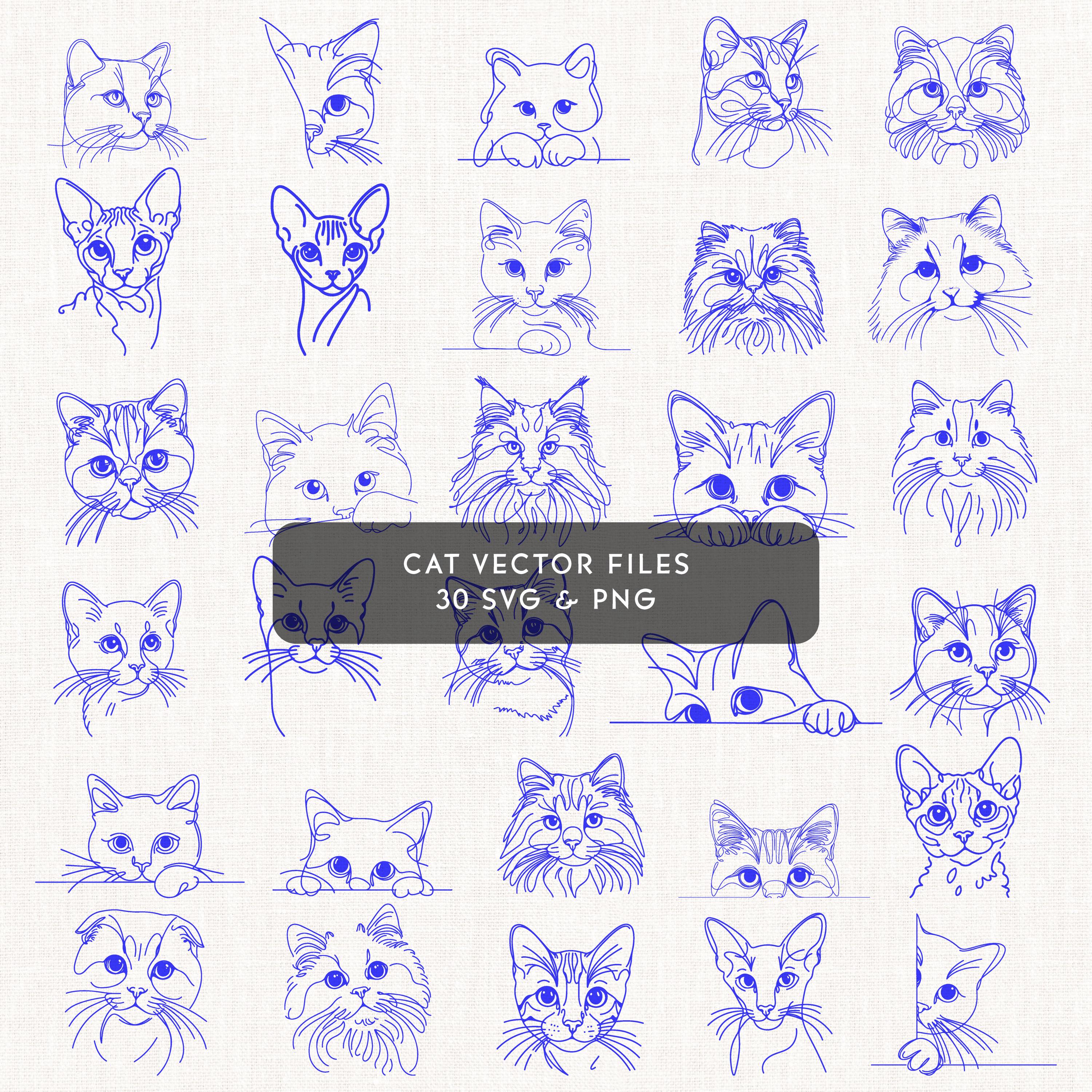 Cat Svg, One Line Drawing, Cat Face Svg, Svg Bundle, Cat Clipart ...