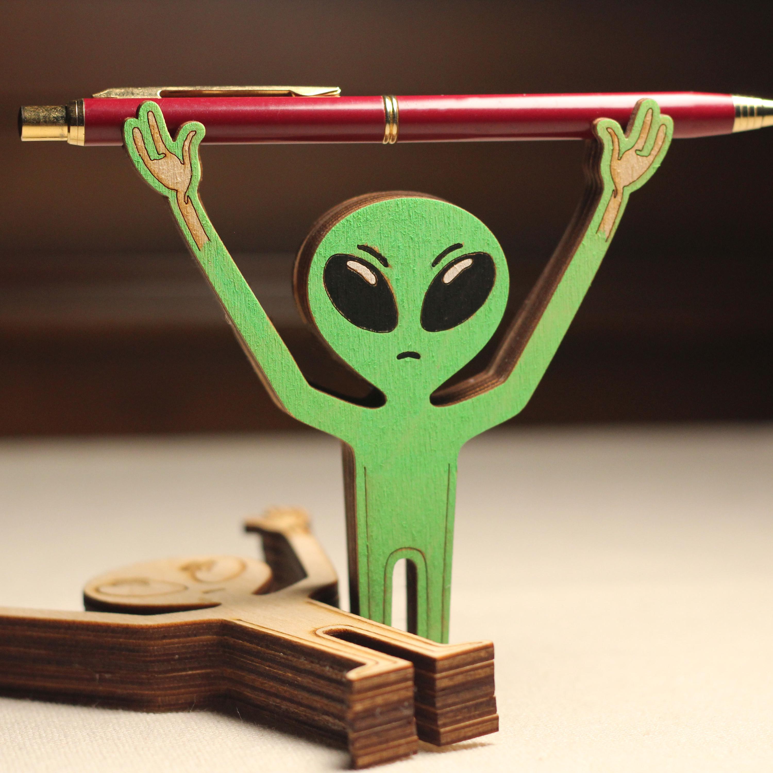 Alien Pen Holder Svg, Multilayer Laser Cut File, 3d Laser Cut Pencil ...