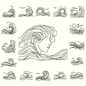 One Line Drawing, Wave Svg, Svg Bundle, Waves Svg, Sunset Svg, Sun Svg ...