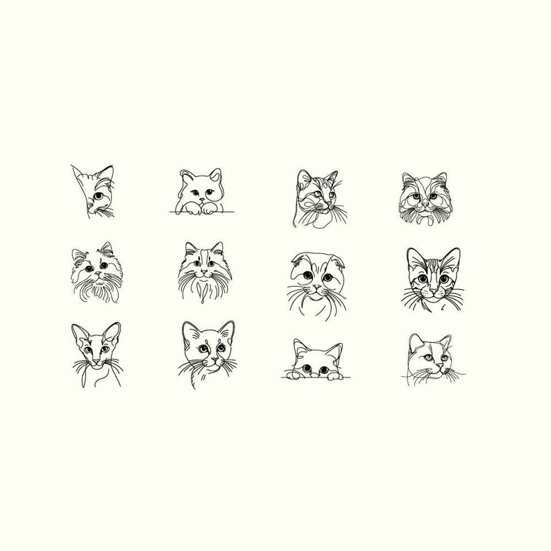 Cat Svg, One Line Drawing, Cat Face Svg, Svg Bundle, Cat Clipart ...