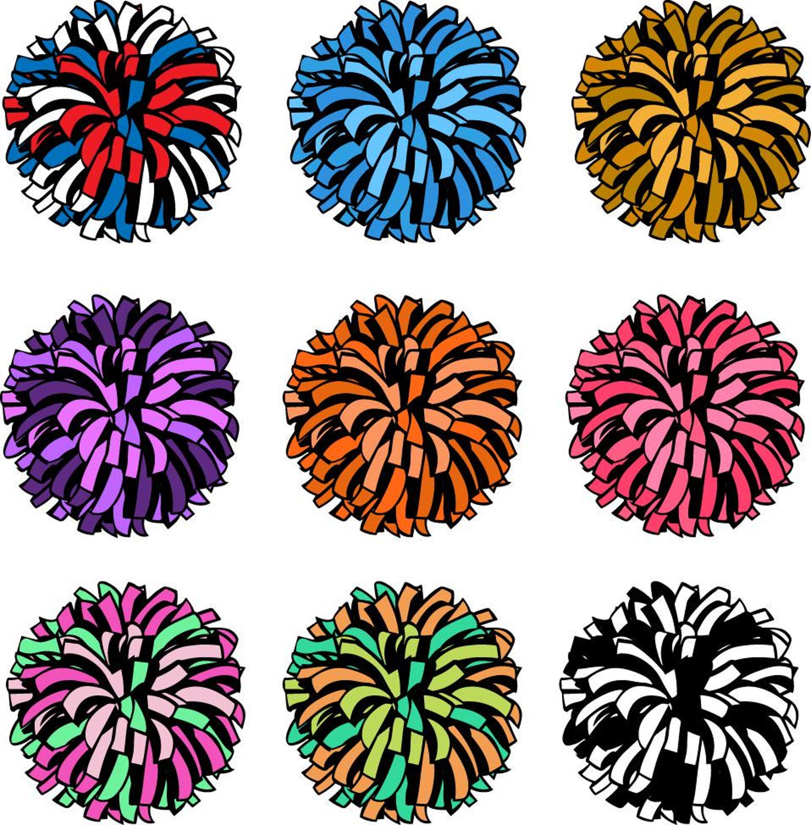 Pom Pom Svg Bundle, Cheerleading Svg, Pompom Svg, Cheerleader Svg, Pom ...
