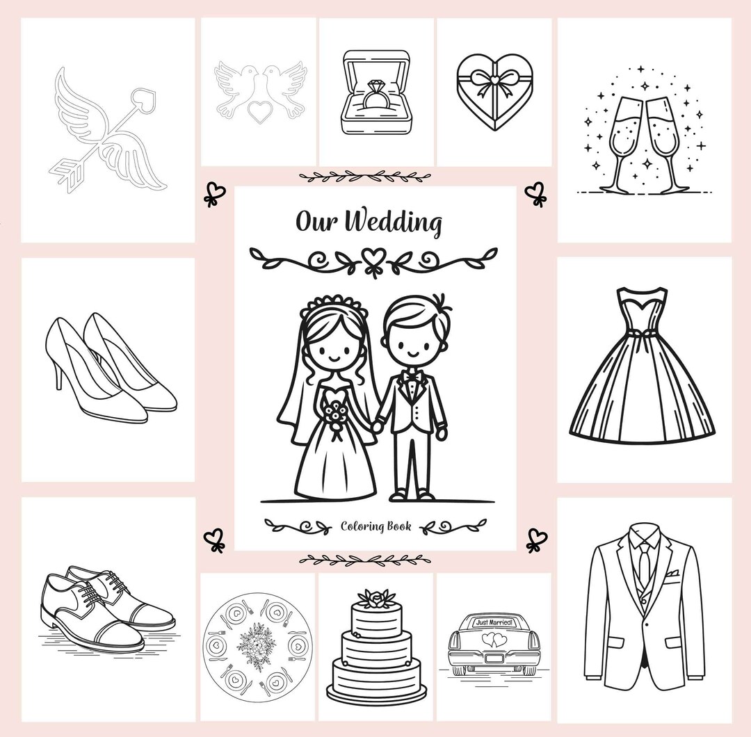 Wedding Coloring Book, Wedding Coloring Pages, 18 Pages - Etsy
